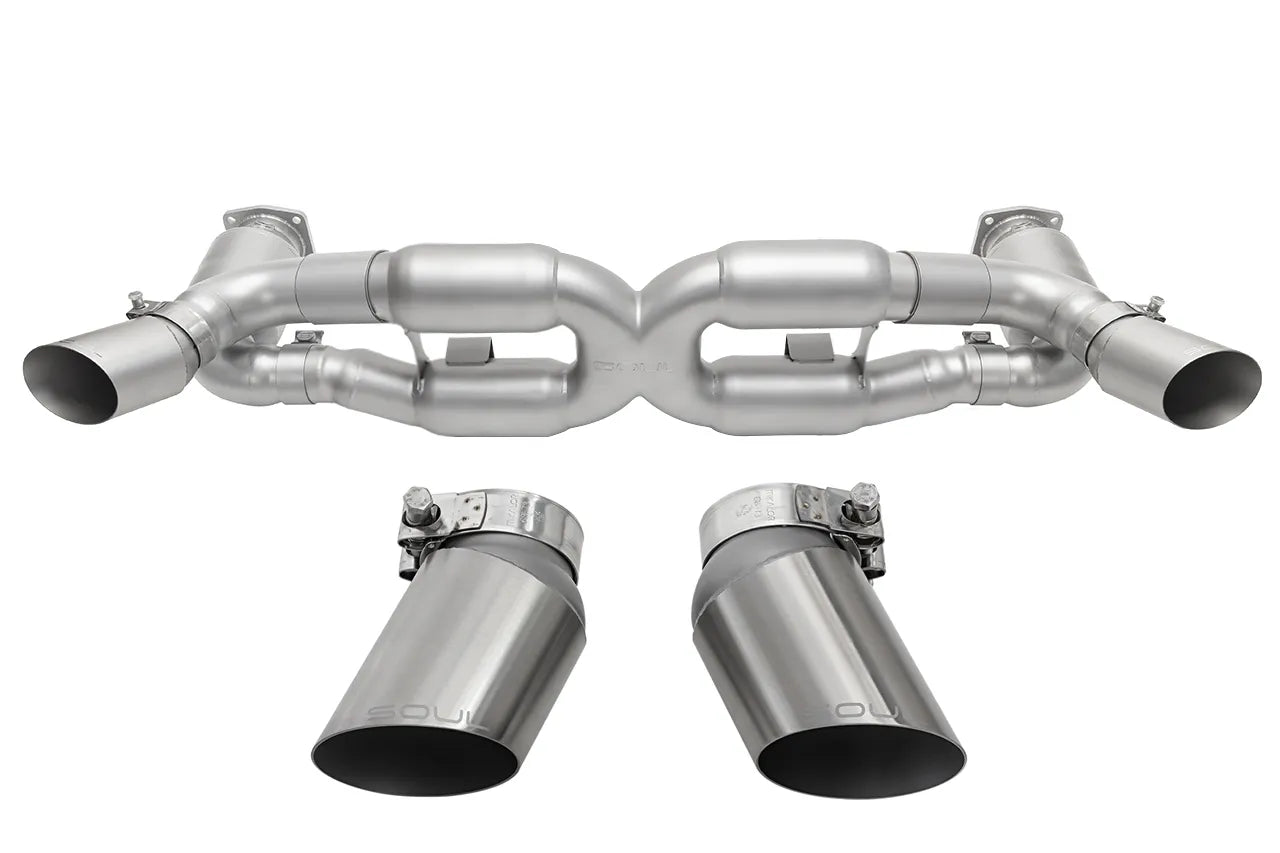 SOUL Sport X-Pipe Exhaust - GT2 Style Brushed Finish Tips 10-12 Porsch ...